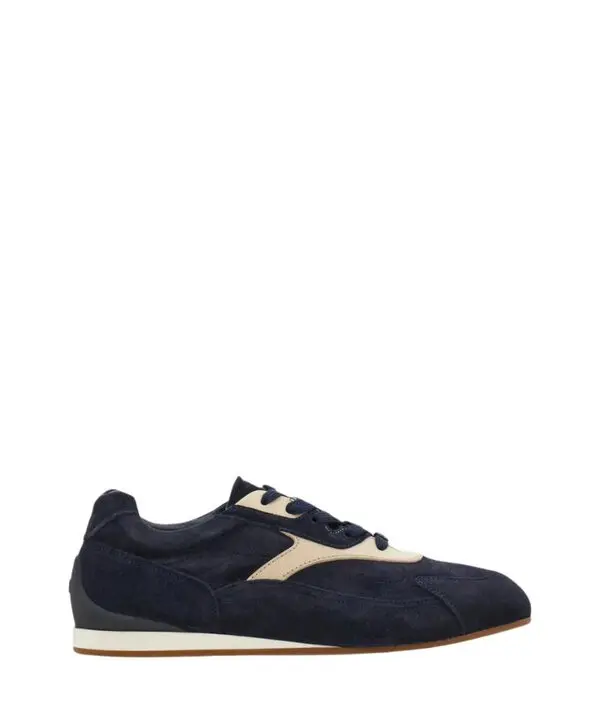 FERRAGAMO Suede Low Top Sneakers With Gathered Detail - Blue