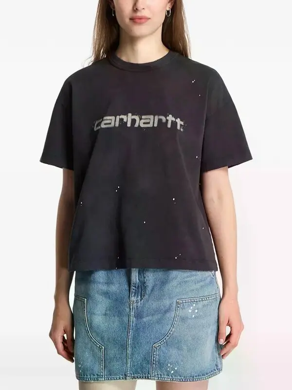 Carhartt Work In Progress Paint Splatter Logo T-shirt - Black