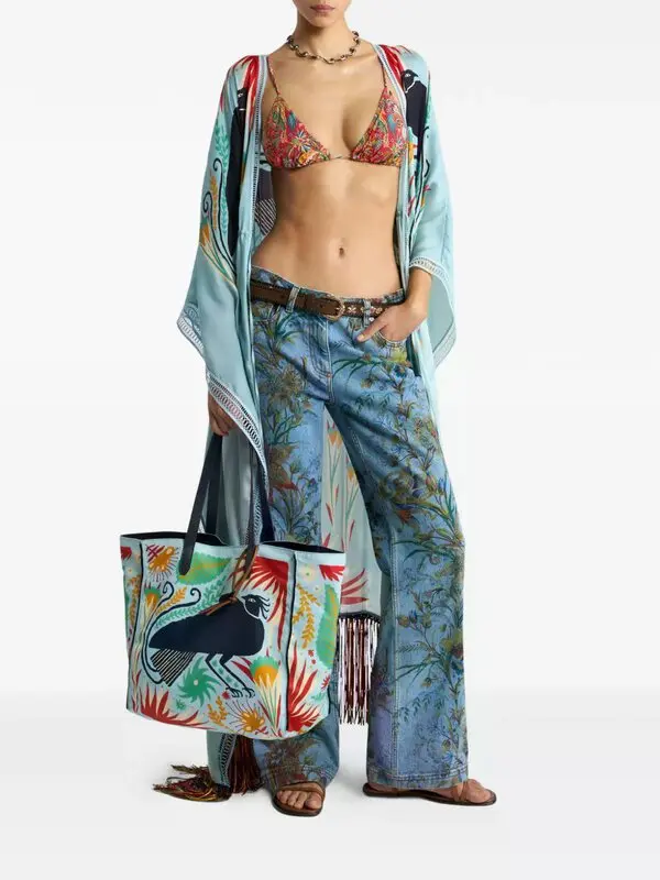 Etro Floral Motif Flared Jeans - Blue