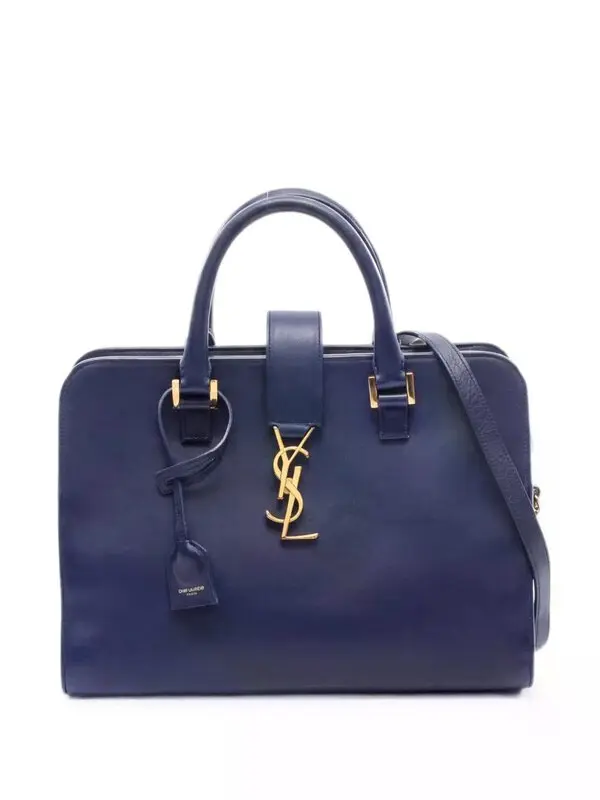 Saint Laurent 2000s Small Cabas Leather Tote Bag - Blue