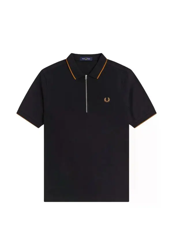 Fred Perry Zip-fastening Tipped Polo Shirt - Black