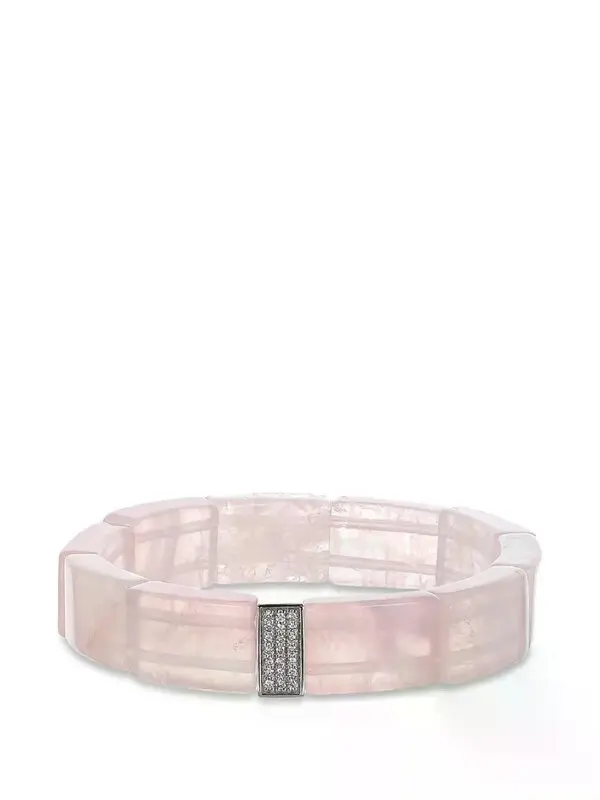 SYDNEY EVAN Rose Quartz And Diamond Pavé Bracelet - Silver