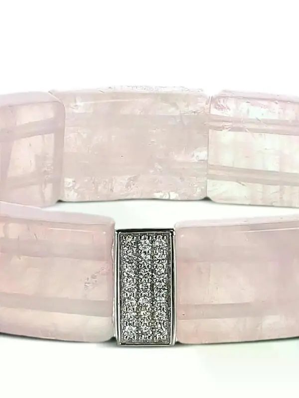 SYDNEY EVAN Rose Quartz And Diamond Pavé Bracelet - Silver