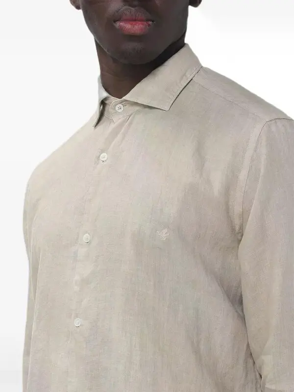 BROOKSFIELD Logo-embroidered Linen Shirt