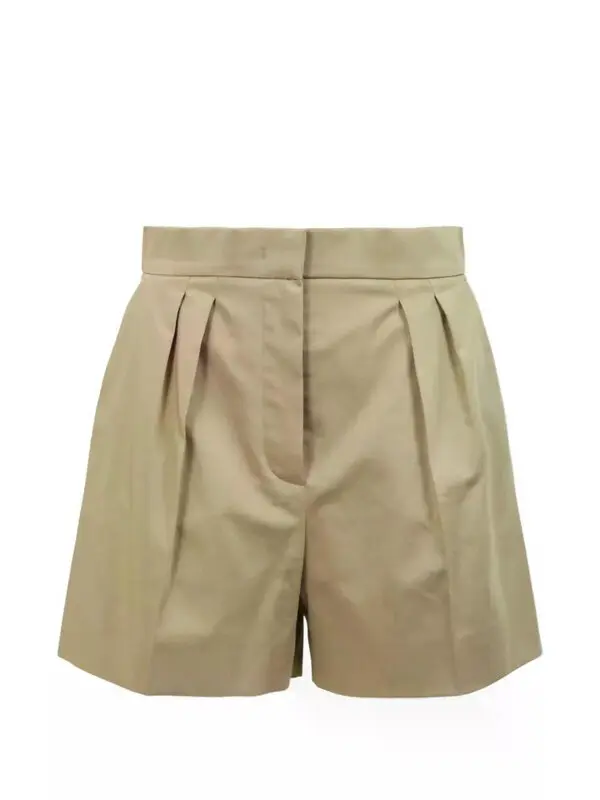 Max Mara Pleated Logo-embroidered Shorts - Neutrals