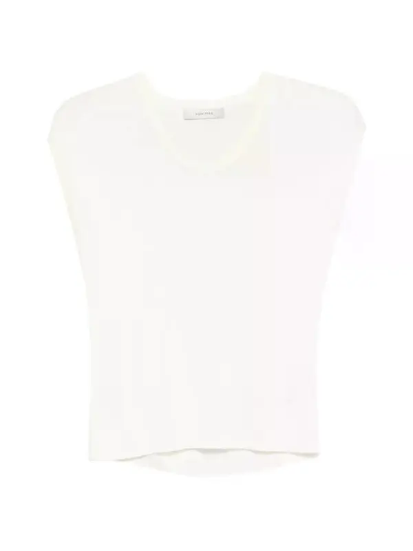 IVORY PARIS Mia Scoop-neck Cap-sleeve T-shirt - Neutrals