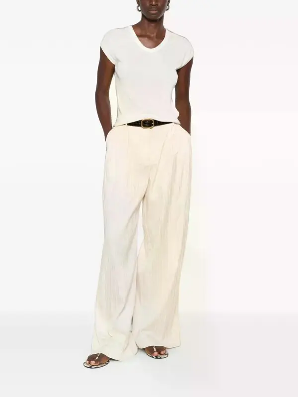 IVORY PARIS Mia Scoop-neck Cap-sleeve T-shirt - Neutrals