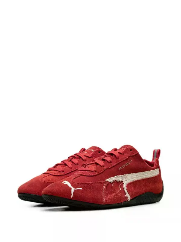 PUMA Balenciaga X Speedcat Distressed Lace-up Suede Sneakers
