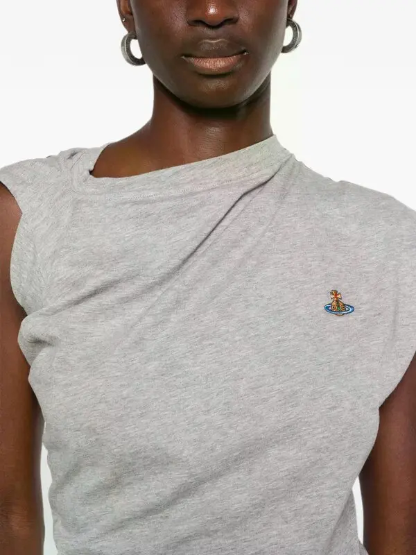 VIVIENNE WESTWOOD Embroidered Draped T-shirt - Grey