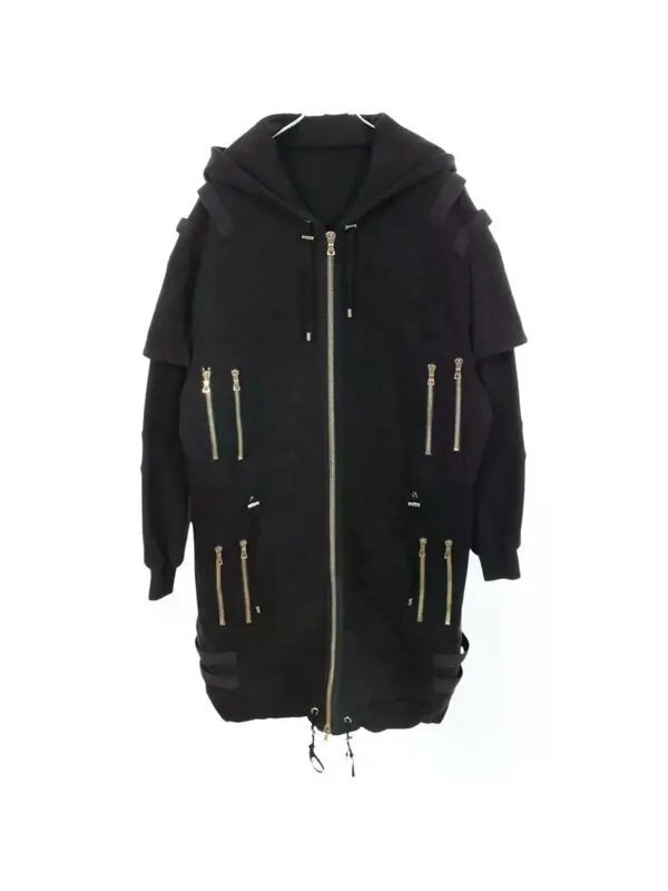 Balmain Quilted Hooded Coat - Black