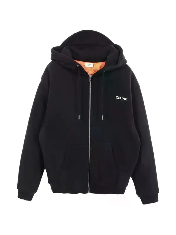 Celine 2010s Logo Detail Zip-up Hooded Jacket