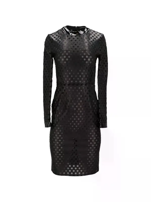 TOM FORD Perforated Detail Long Sleeve Mini Dress - Black