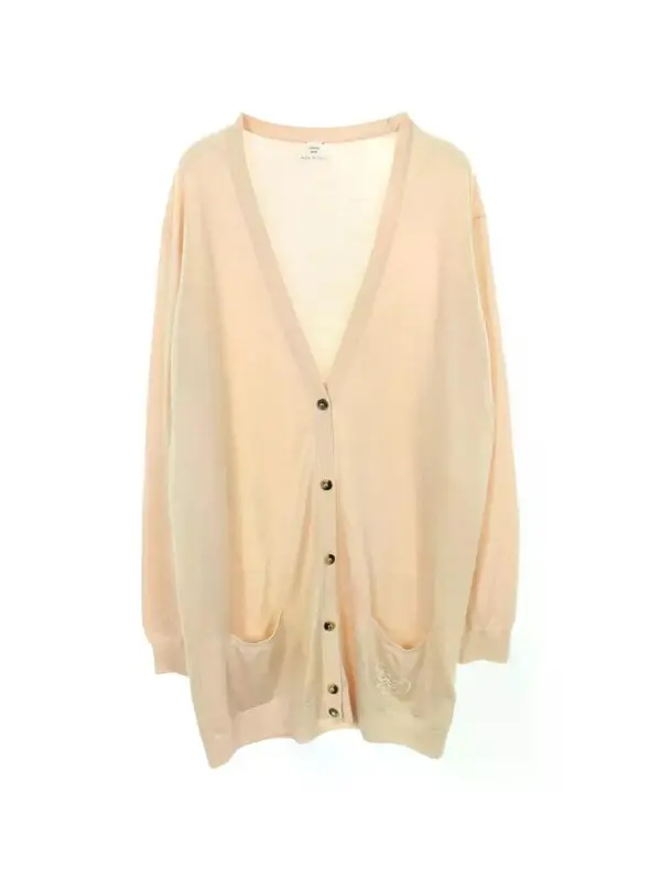Hermès Beige V-neck Cardigan With Logo Embroidery - Neutrals