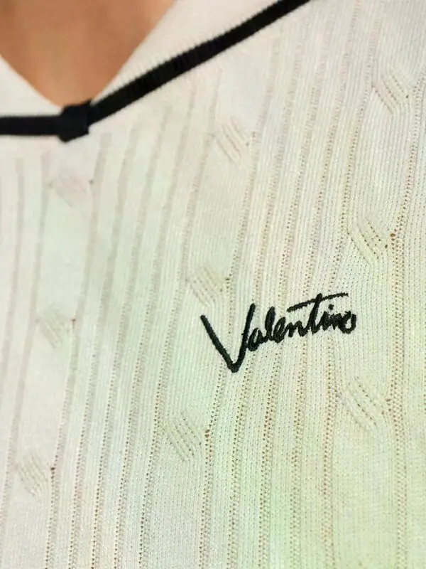 Valentino Garavani Logo Embroidered Cable-knit Top