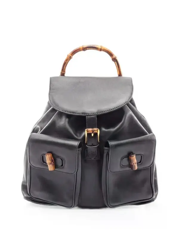 Gucci 1998 Bamboo Leather Backpack - Black