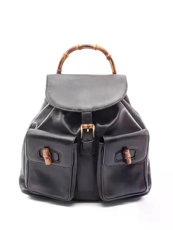 Gucci 1998 Bamboo Leather Backpack - Black