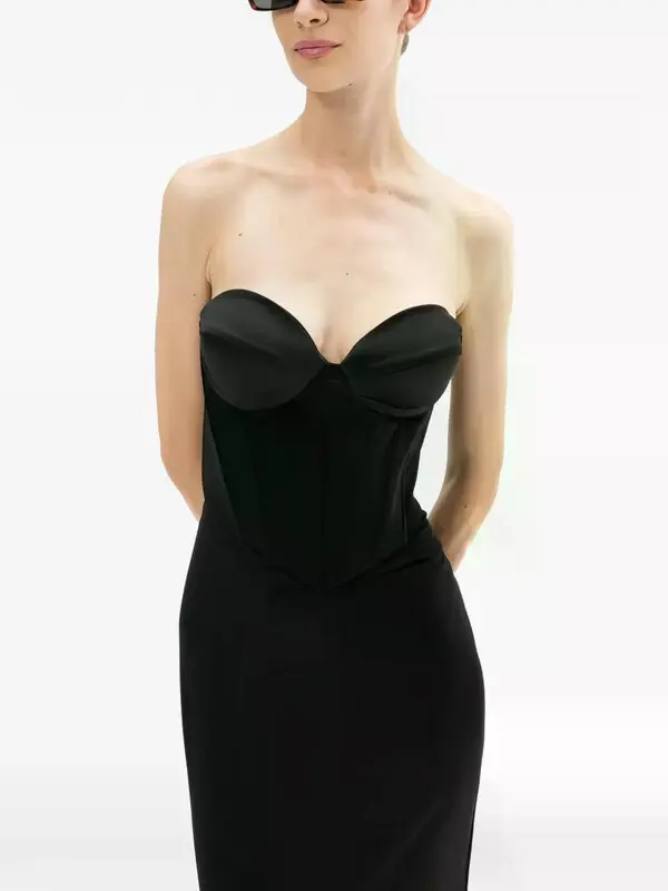 ACTUALEE Corset-style Sweetheart-neck Dress - Black