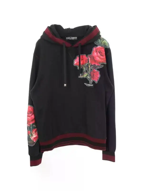 Dolce & Gabbana Rose Patch Hoodie - Black