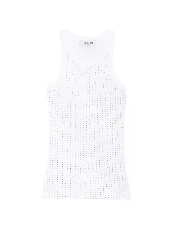 Attico Rhinestone Embellished Racerback Tank Top - White
