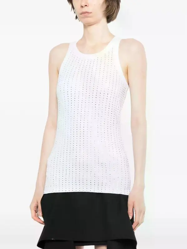 Attico Rhinestone Embellished Racerback Tank Top
