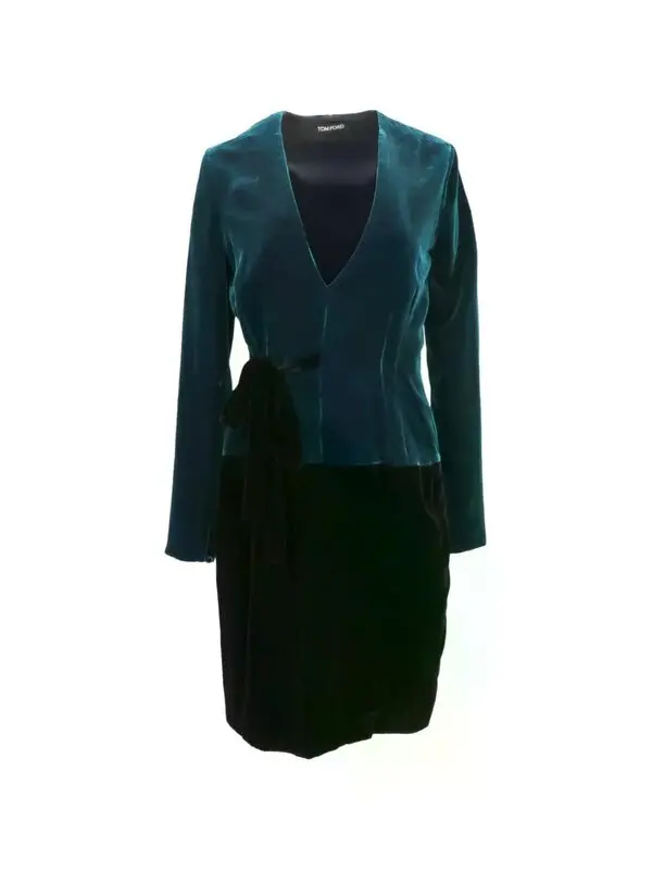 TOM FORD V-neck Wrap-tie Mini Dress - Blue