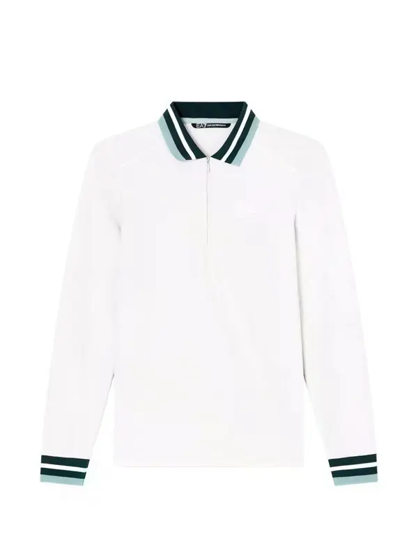 EA7 Striped-trim Polo Top - White