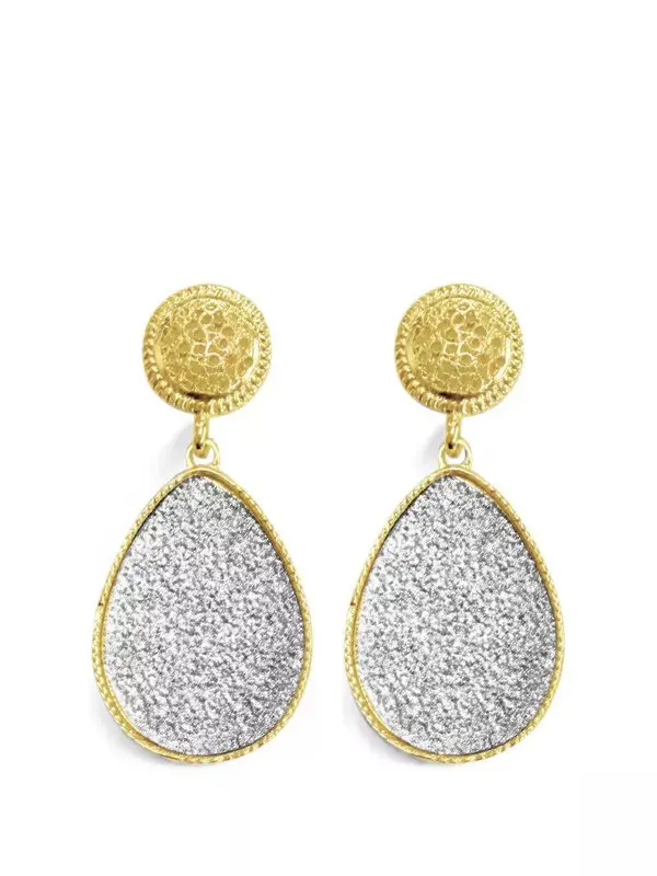 HZMER JEWELLERY Shakti Teardrop Pendant Earrings - Gold