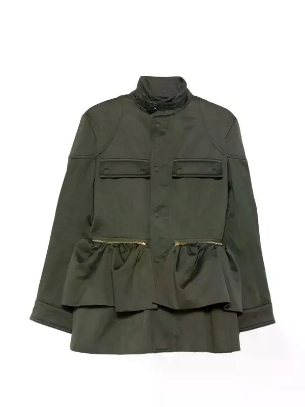Carven Esperanto Ruffled Zip-fastening Coat - Green