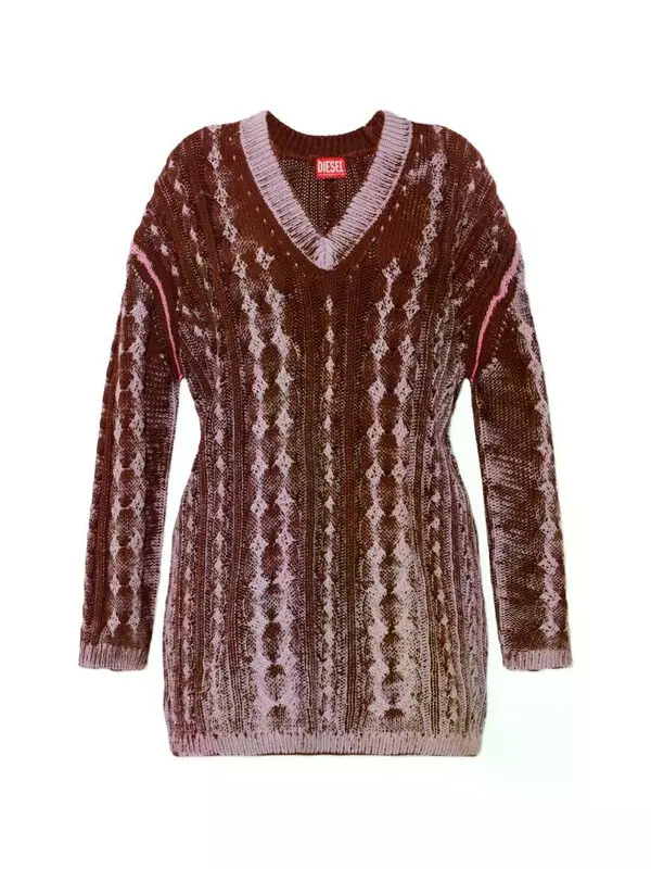 DIESEL® M-elga Cable-knit Diamond-pattern Sweater - Brown