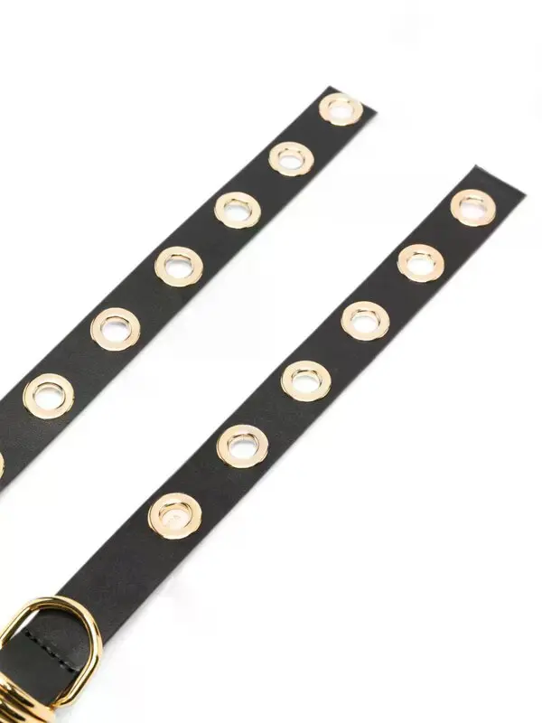 DEHANCHE Full Rivet Eyelet-embellished Leather Belt - Black