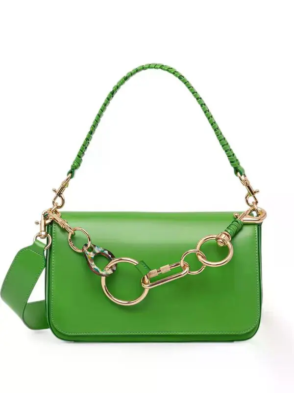 BENETTON Woven-handle Chain-link Shoulder Bag - Green