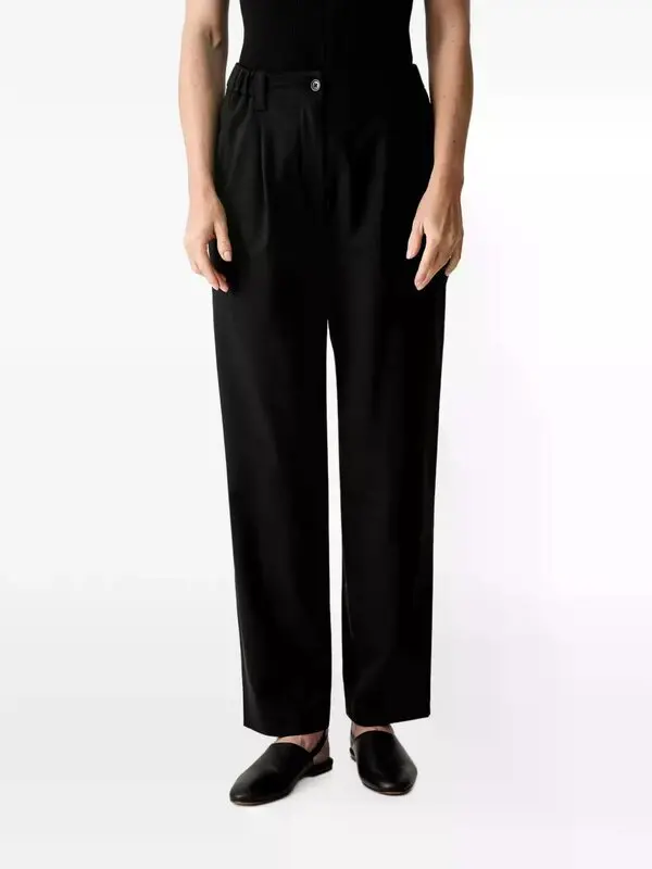Kenzo Pleated Straight-leg Trousers - Black