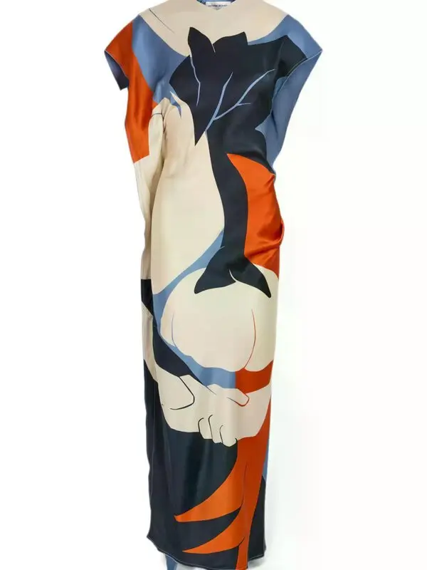 Victoria Beckham Abstract-print Draped Midi Dress