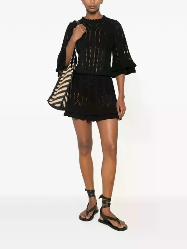 MARANT ETOILE Crochet Ruffled Mini Dress - Black