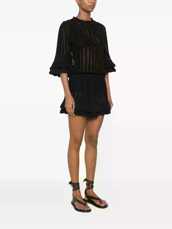 MARANT ETOILE Crochet Ruffled Mini Dress