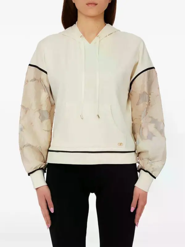 Liu Jo Floral-jacquard Panelled Hoodie - White