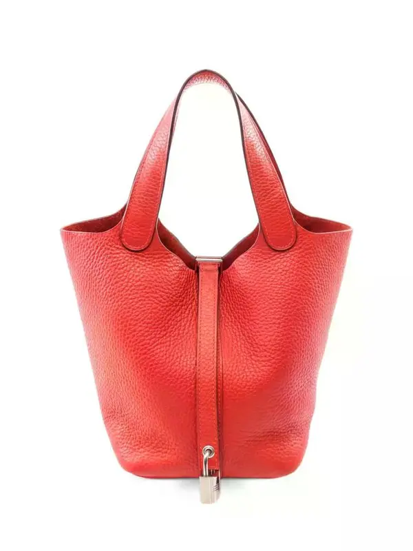 Hermès 2017 Pm Picotin Lock Leather Tote Bag - Red