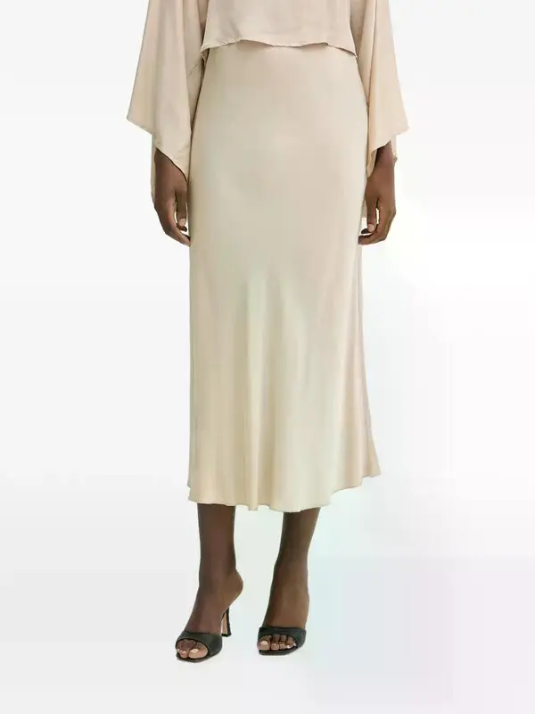 HAVEONE Satin Flared Midi Skirt