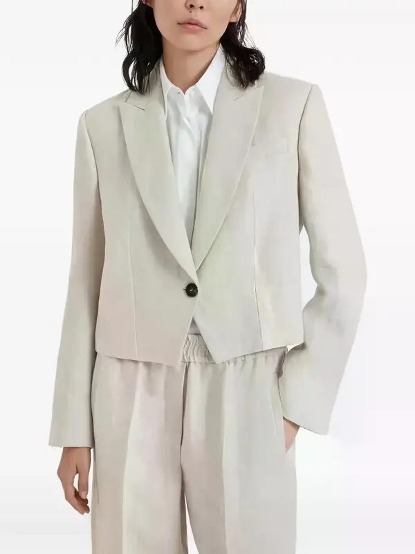 Brunello Cucinelli Single-breasted Cropped Blazer - Neutrals