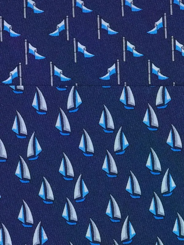 FERRAGAMO Silk Sailboat Print Neck Tie