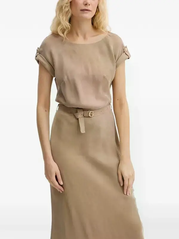 Guess Belted Button-detail Midi Dress
