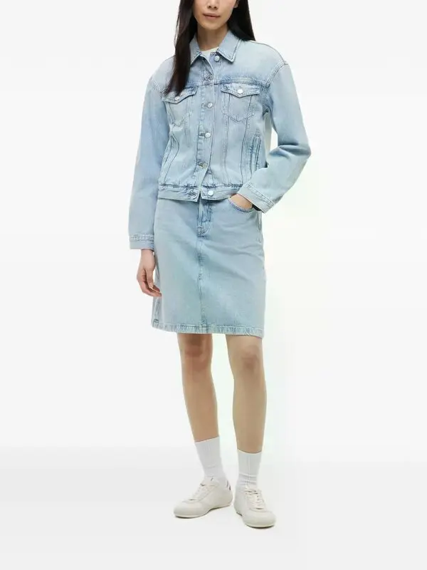 Tommy Hilfiger Flag-patch Faded Denim Jacket - Blue