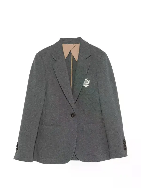Brunello Cucinelli Tailored Logo-patch Jacket - Grey