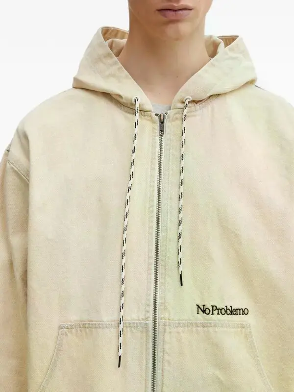 NO PROBLEMO Logo-print Denim Hooded Jacket