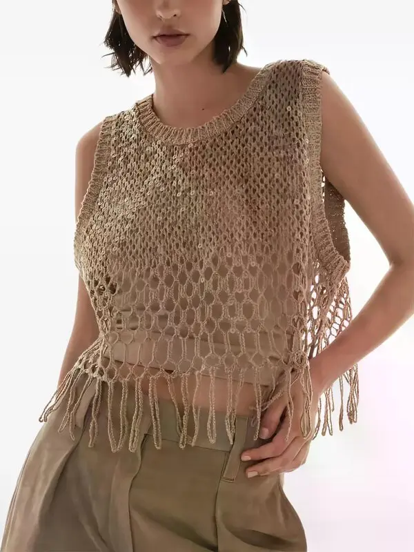 Brunello Cucinelli Embellished Fringed Vest - Neutrals