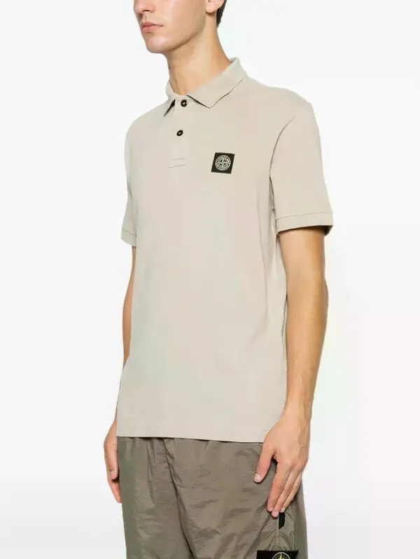 Stone Island Logo-patch Piqué Polo Shirt - Green
