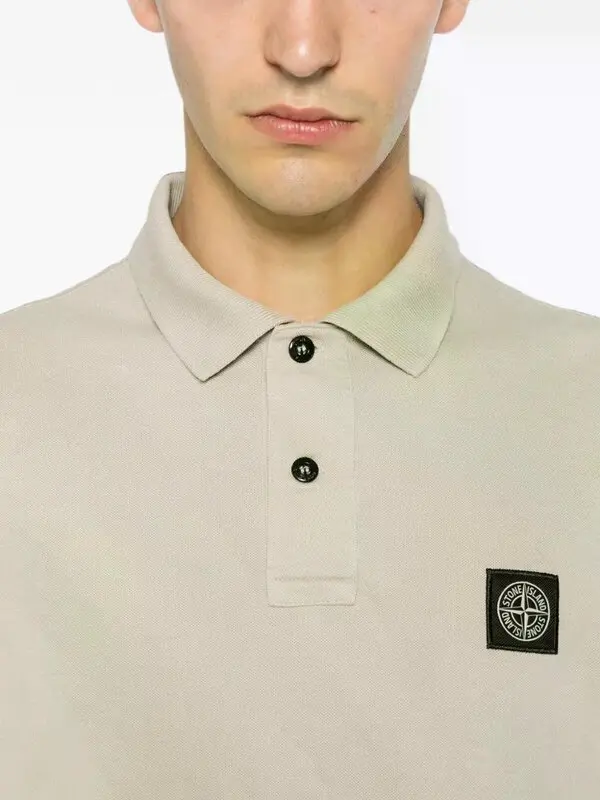 Stone Island Logo-patch Piqué Polo Shirt - Green