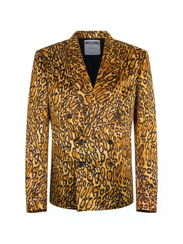 Moschino Leopard-print Double-breasted Blazer