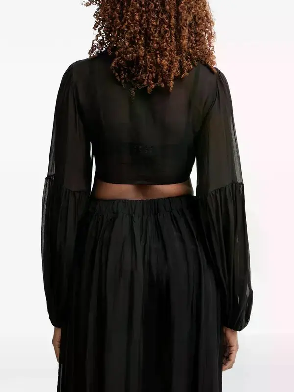 HAVEONE Tie-front Balloon-sleeve Blouse