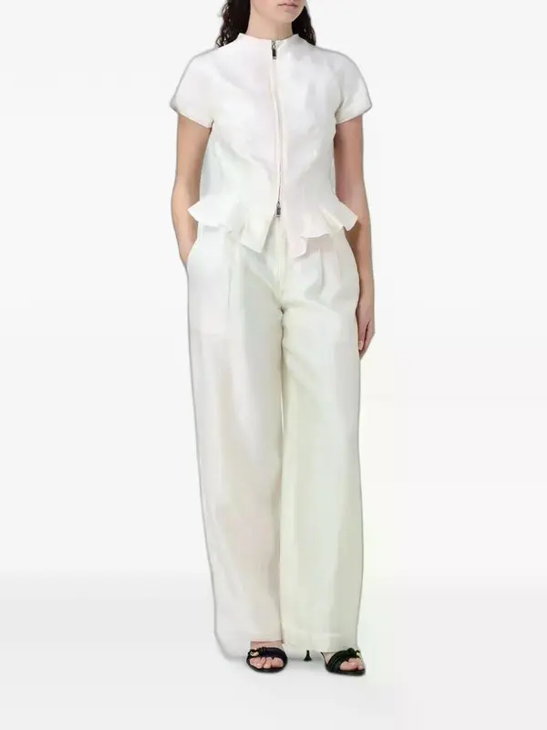 Staud Pierre Wide-leg Trousers In Light Beige Satin